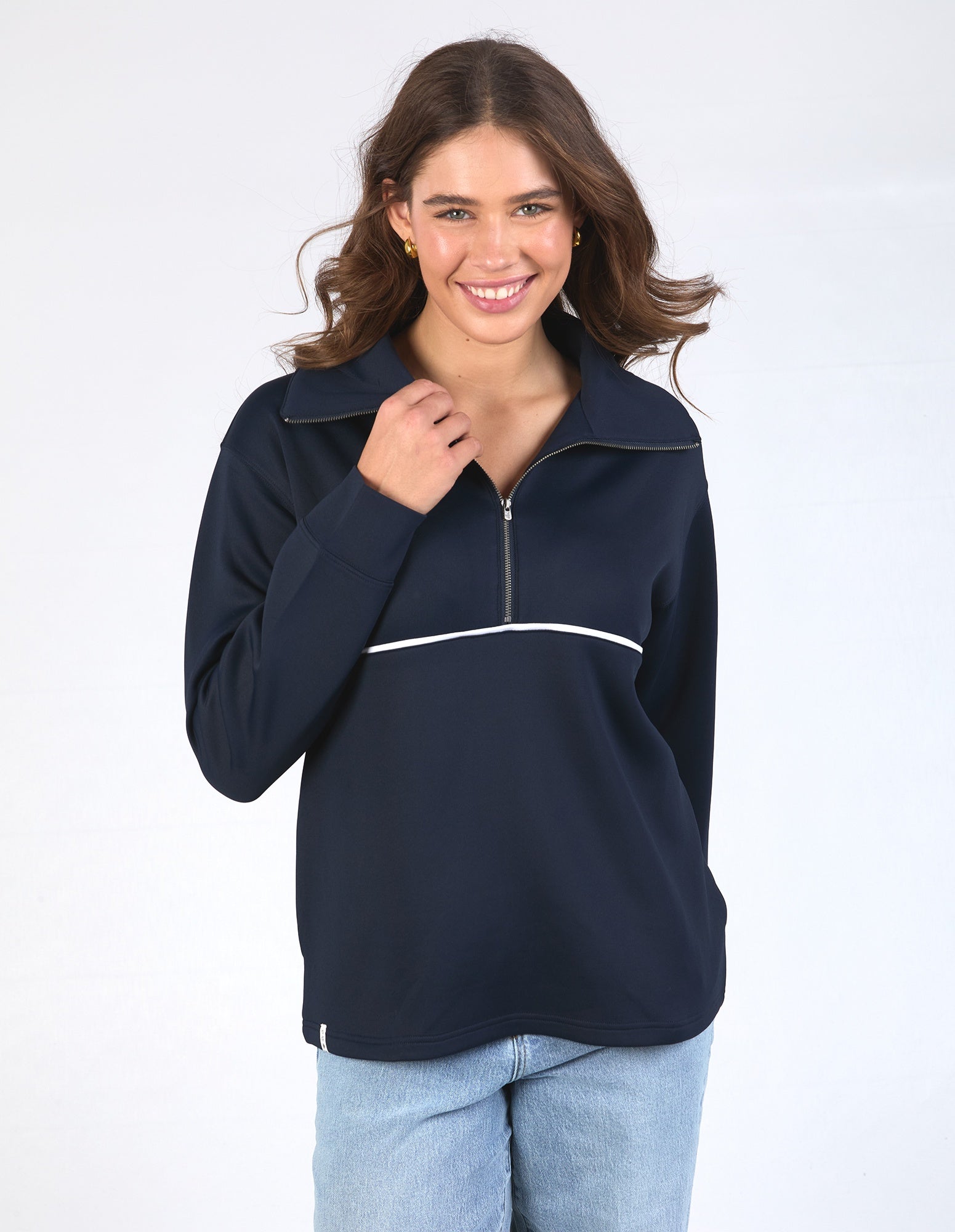 Bonnie Half Zip Sweat Navy – Lemonade